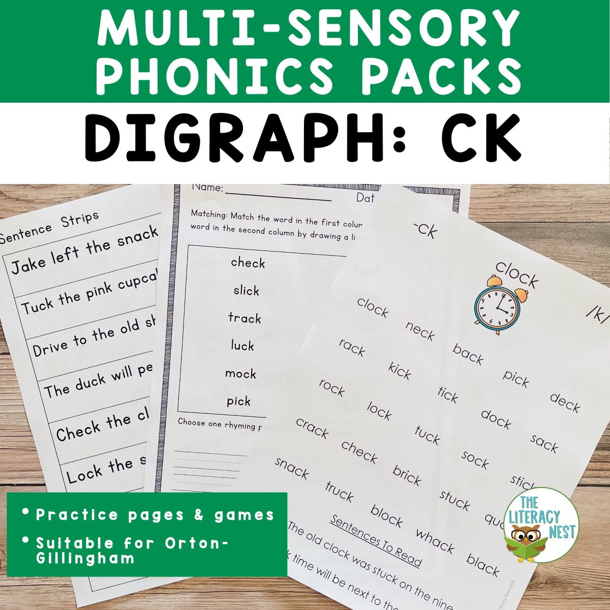 Digraph CK Worksheets and Activities for Orton-Gillingham Lessons - The ...