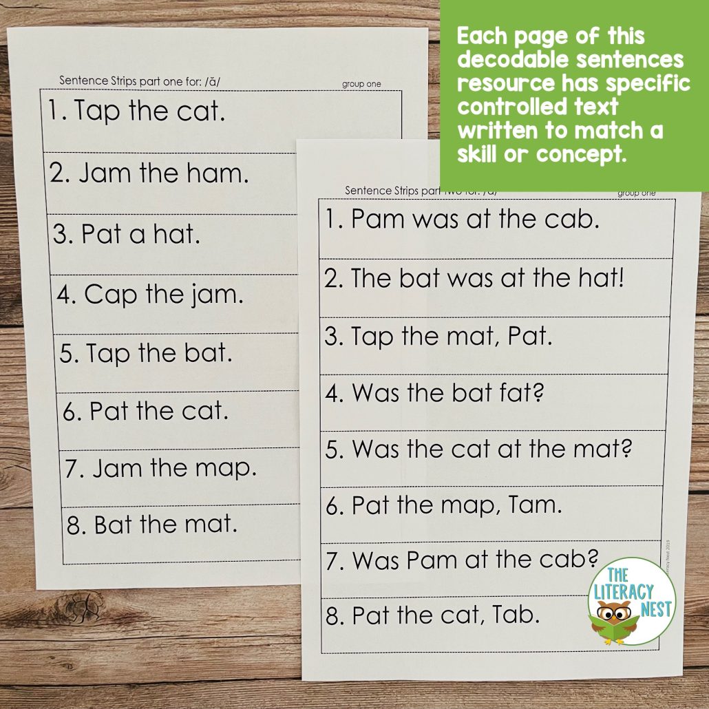 Orton-Gillingham Decodable Sentences Level One - The Literacy Nest