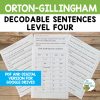 Orton-Gillingham Decodable Sentences Level Four - The Literacy Nest