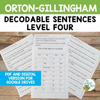 Orton-Gillingham Decodable Sentences Level Four - The Literacy Nest