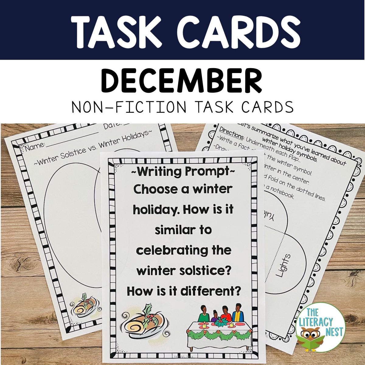 Task Cards Winter Solstice Informational Text Activity - The Literacy Nest