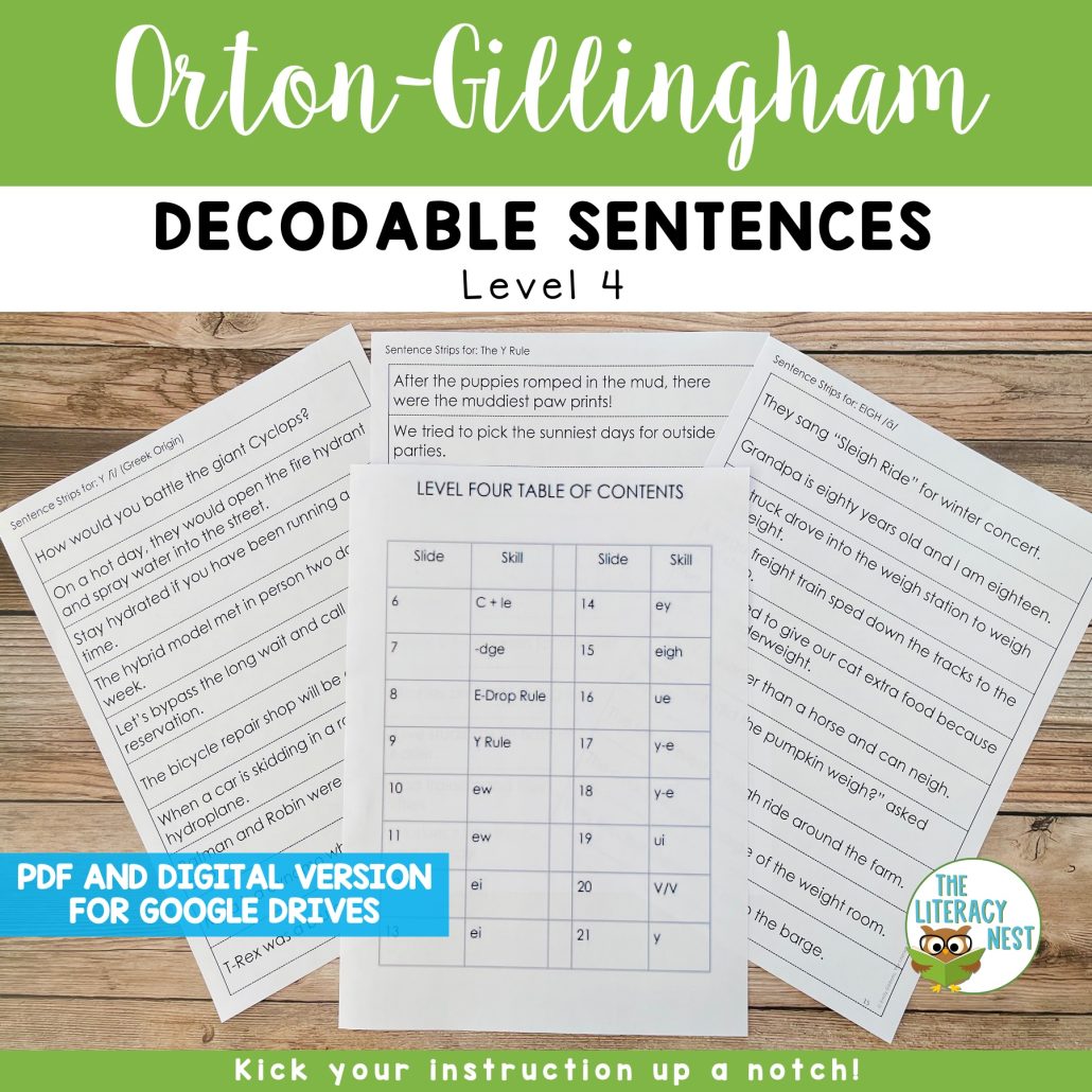 Decodable Sentences for Orton-Gillingham Lessons Level Four - The ...