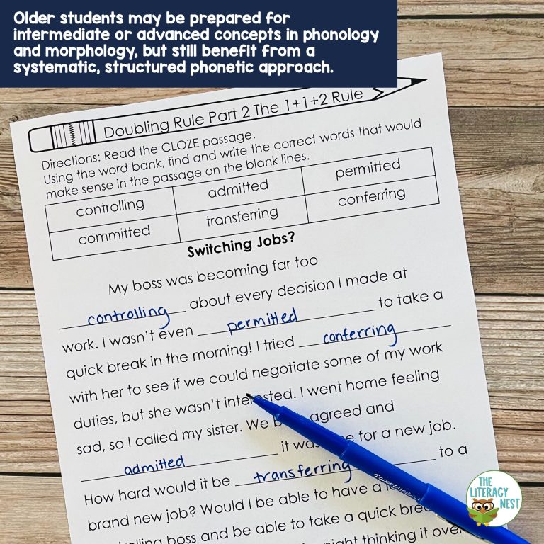 Advanced Orton-Gillingham Activities for The Doubling Rule, Part 2