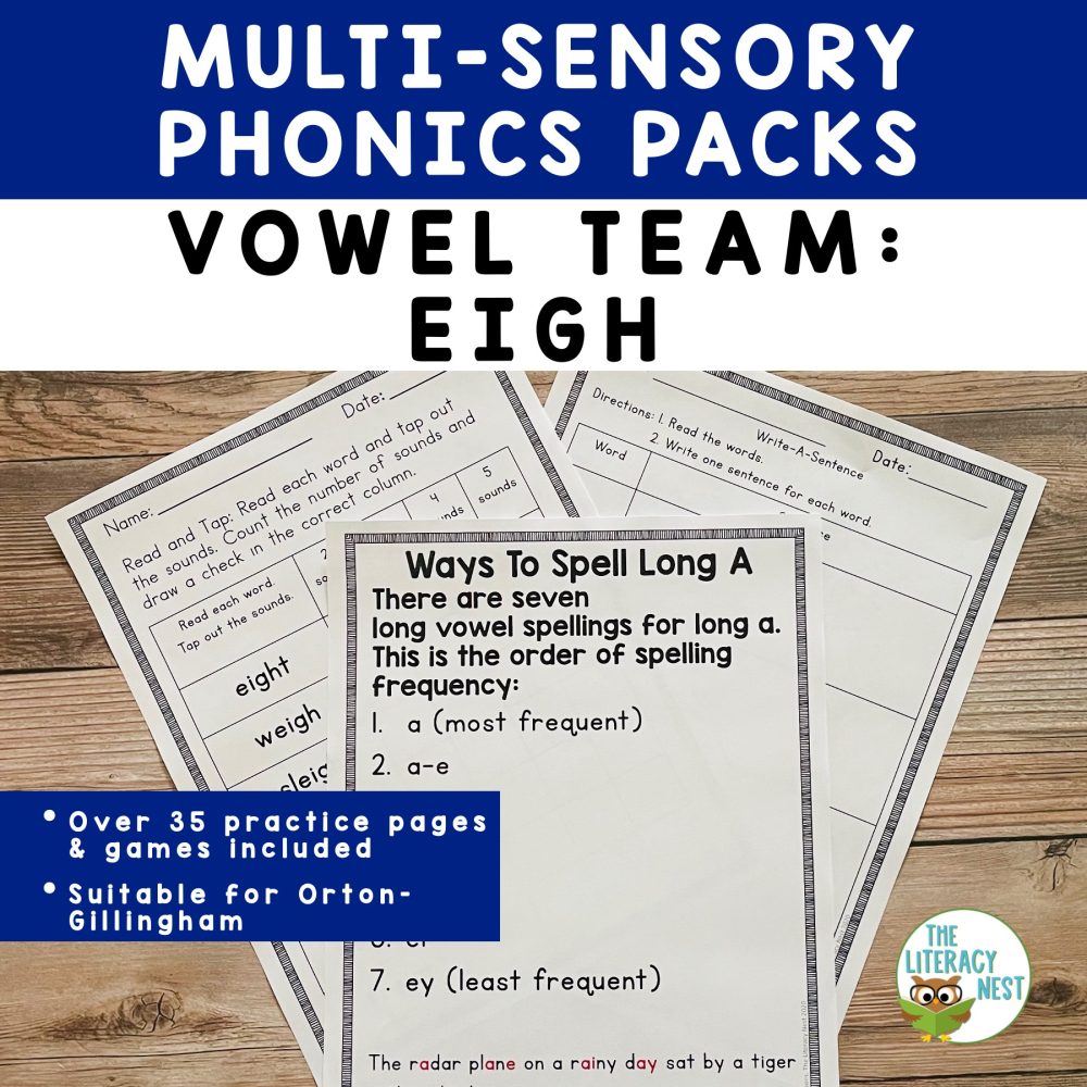 Vowel Team EIGH Phonics Activities for Orton-Gillingham Lessons - The ...