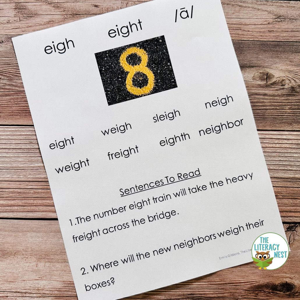 Vowel Team EIGH Phonics Activities for Orton-Gillingham Lessons - The ...