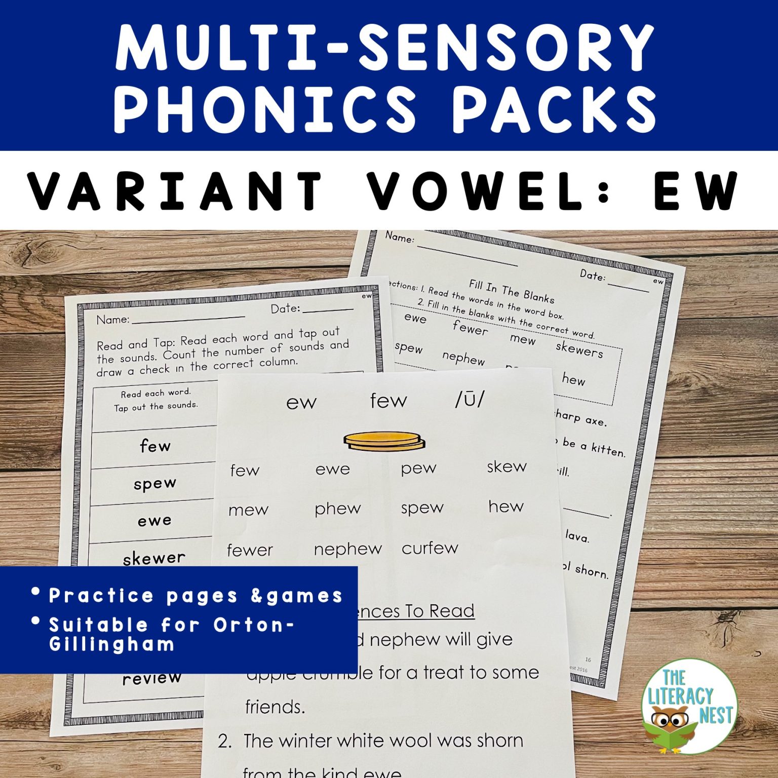 EW Variant Vowels Orton-Gillingham Multisensory Phonics Activities ...