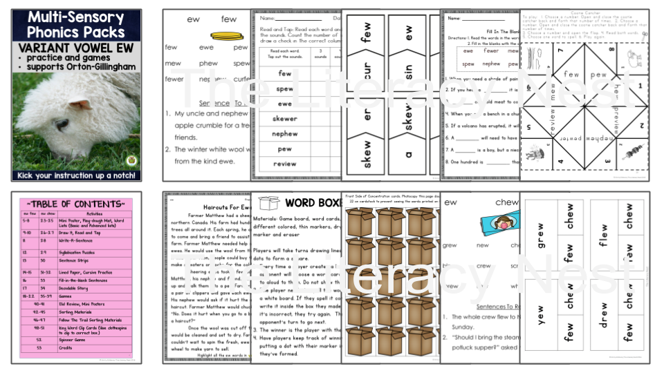 EW Variant Vowels | Orton-Gillingham Multisensory Phonics Activities ...
