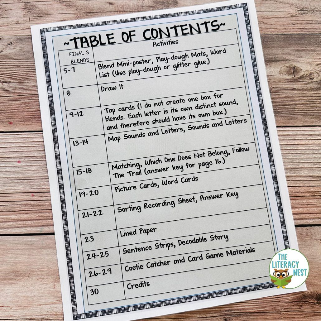 Consonant Blends Final S Phonics Activities for Orton-Gillingham ...