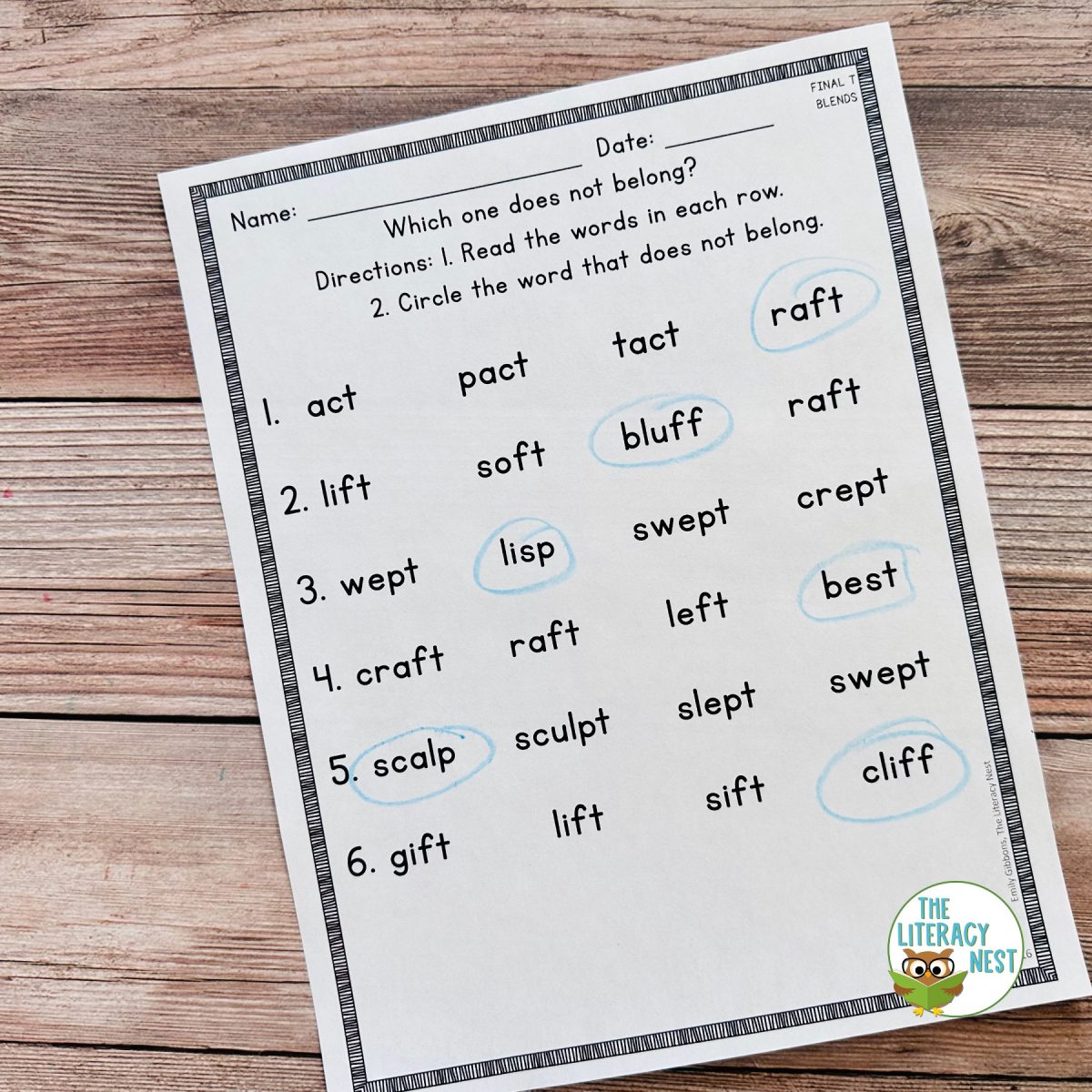 Consonant Blends Final T Phonics Activities for Orton-Gillingham ...