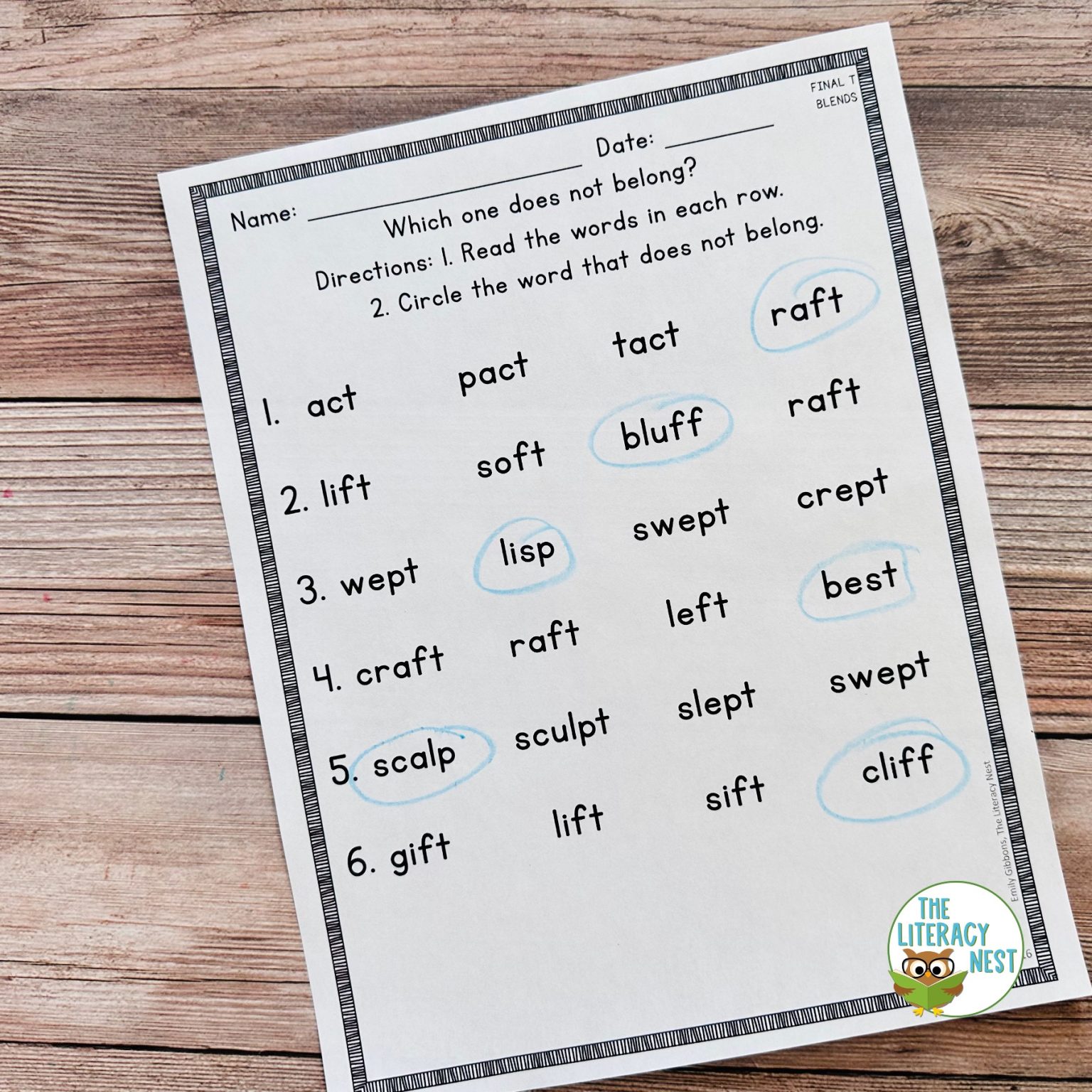 Consonant Blends Final T Phonics Activities for Orton-Gillingham ...