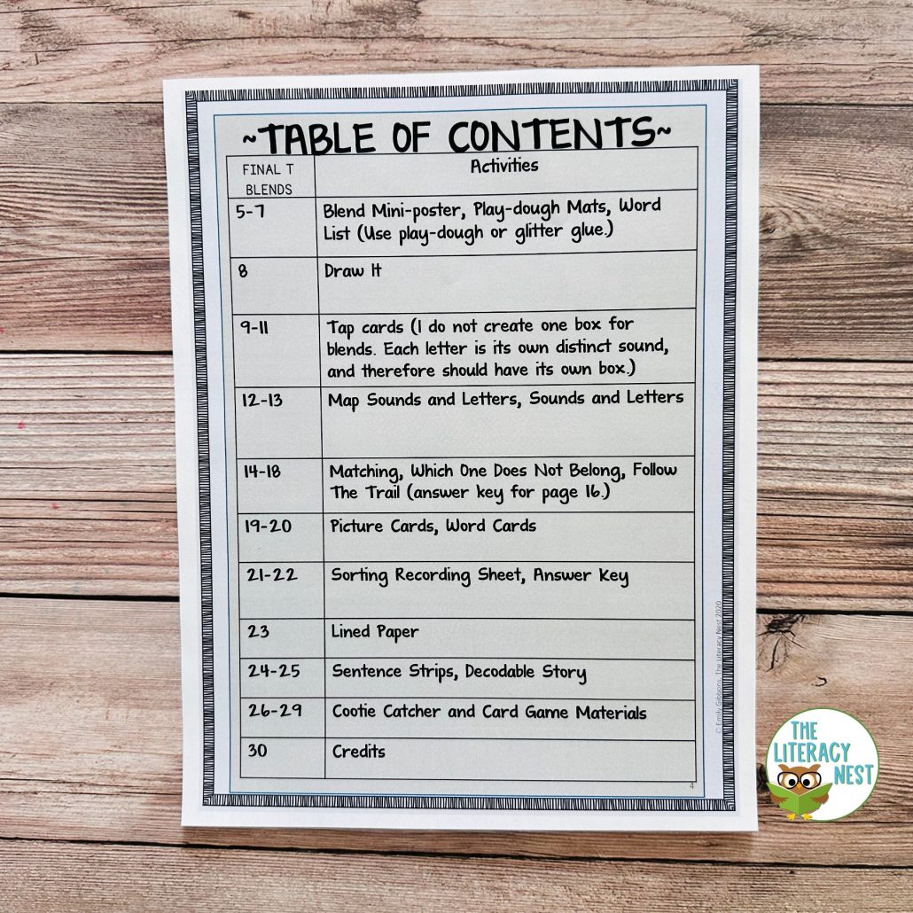 Consonant Blends Final T Phonics Activities for Orton-Gillingham ...