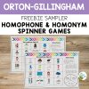 Homophone and Homonym Spinner Games Freebie Literacy Activities - The ...