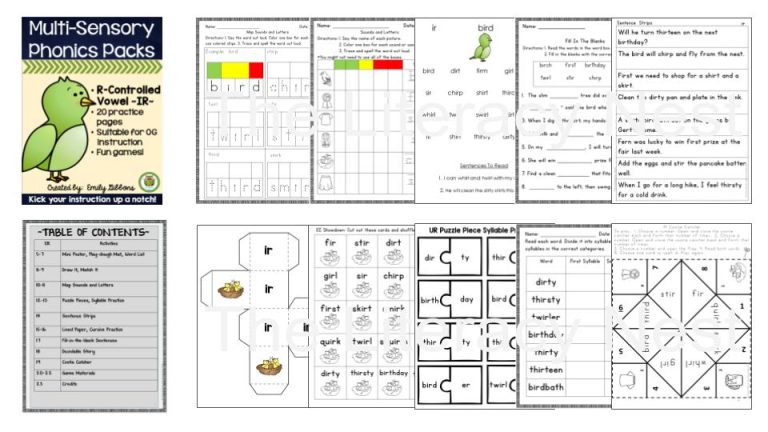 Orton-Gillingham R-Controlled Vowels Games, Worksheets and Activities ...