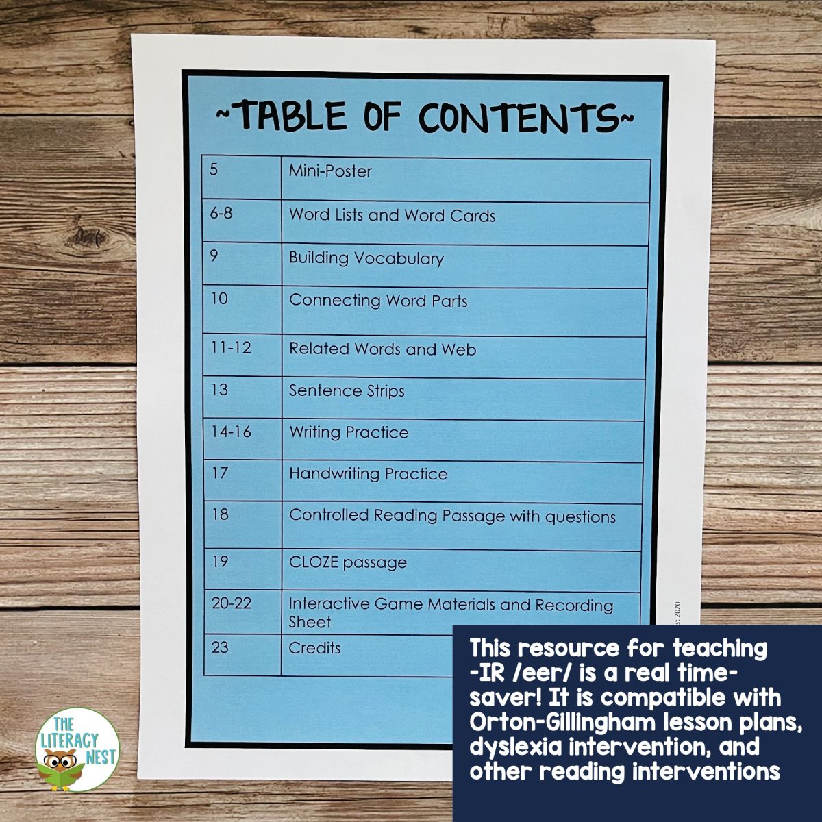 Advanced Orton-Gillingham Activities for IR /eer/ - The Literacy Nest