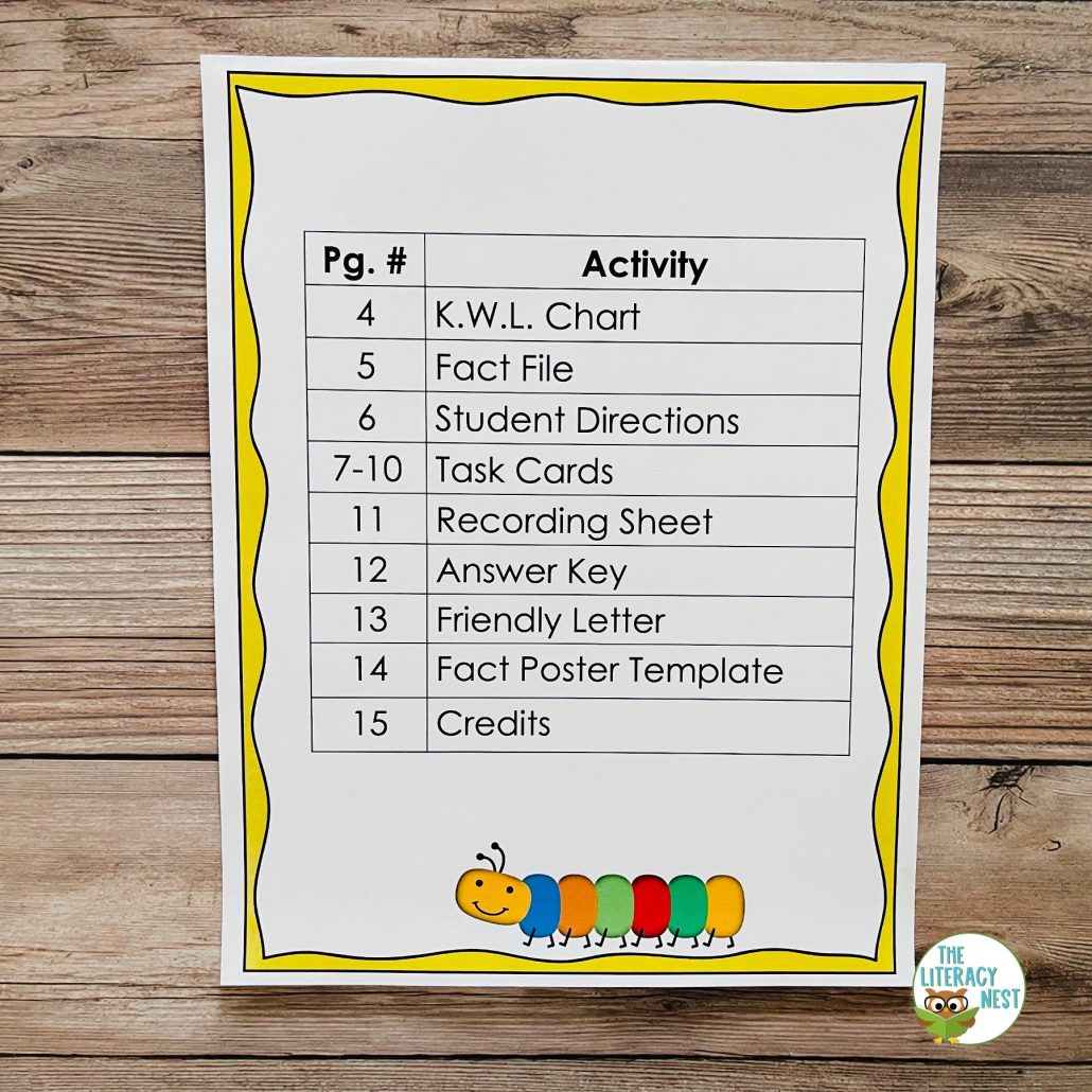 Task Cards Insects May Literacy Center Activity - The Literacy Nest