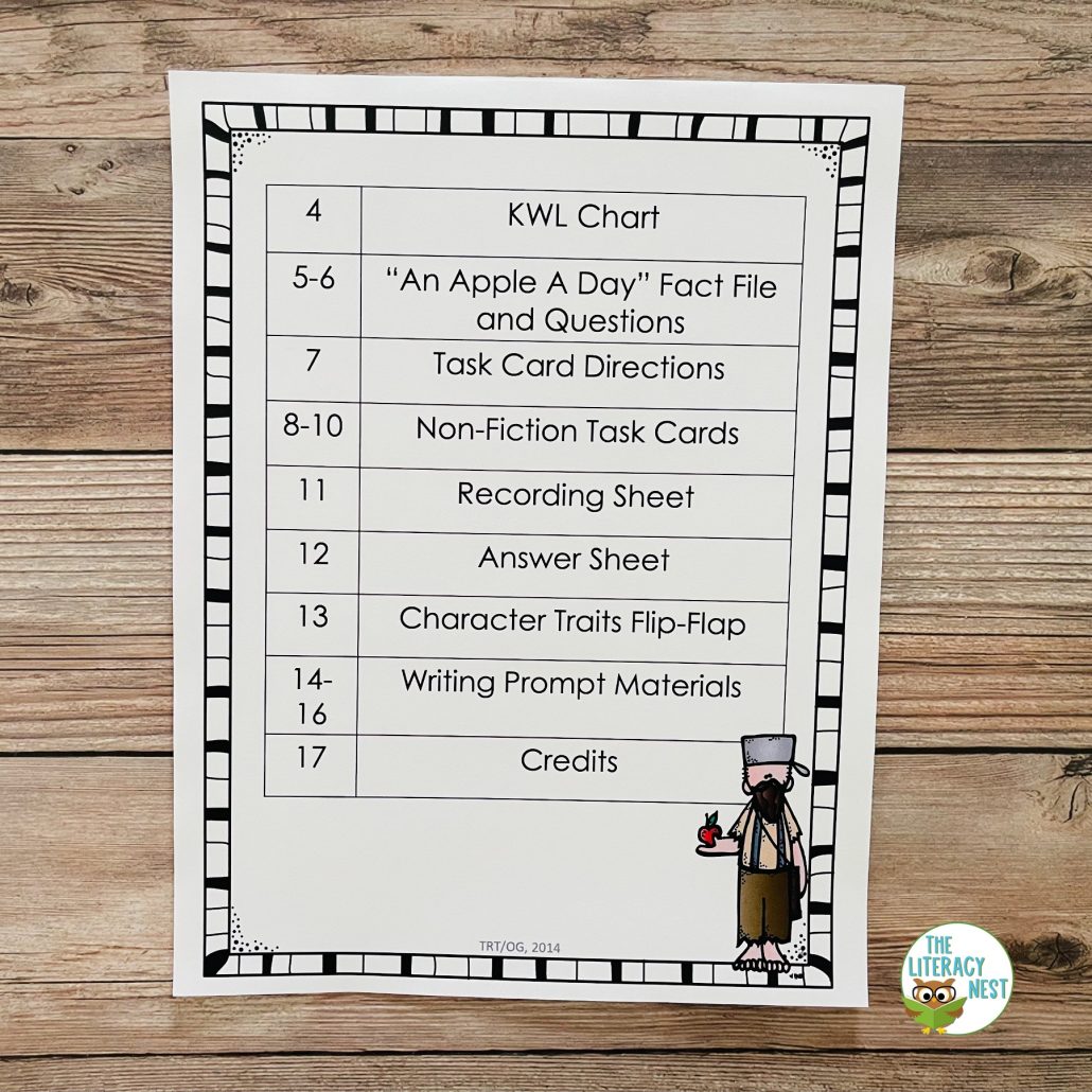 Johnny Appleseed Task Cards Literacy Center Non-Fiction Reading - The ...