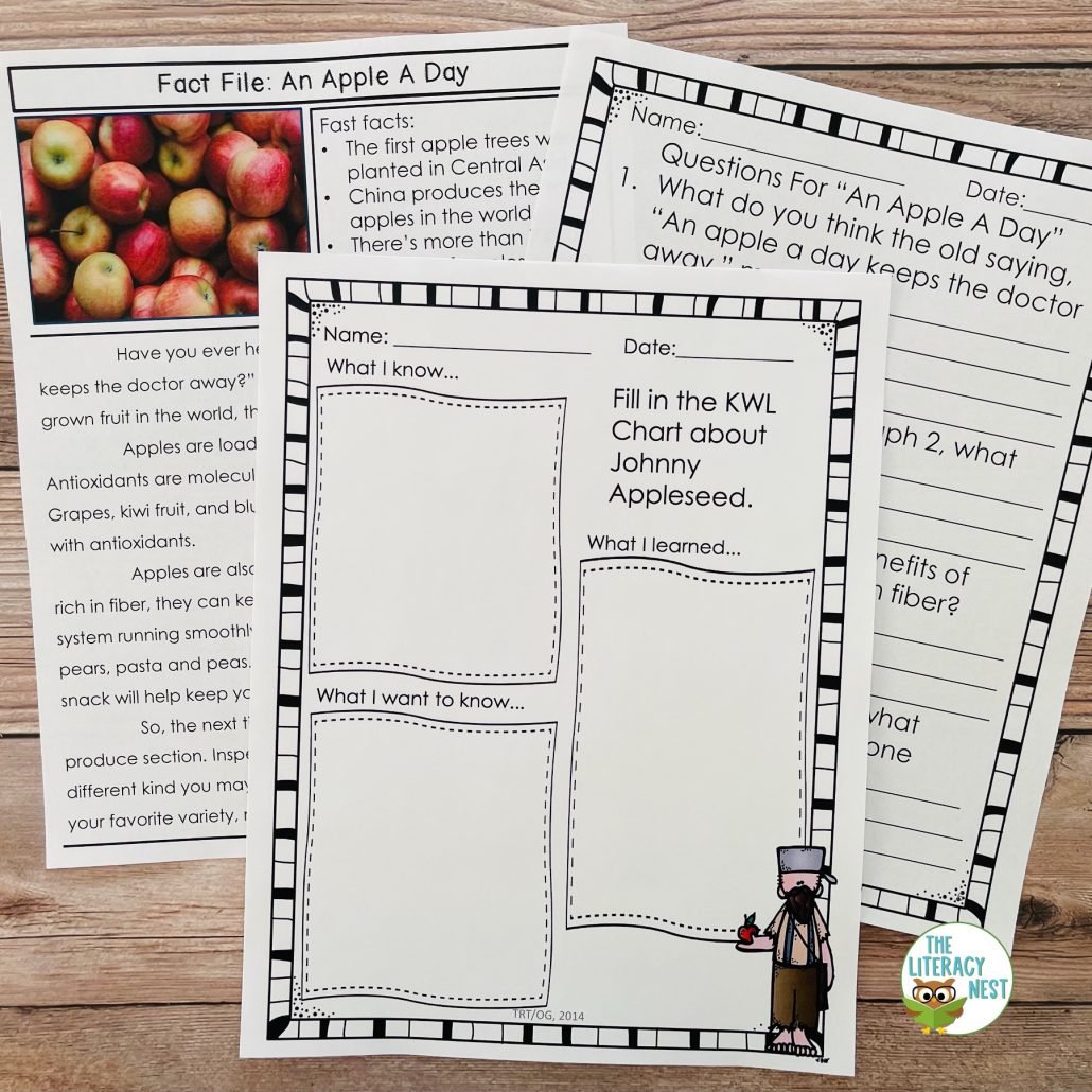 Johnny Appleseed Task Cards Literacy Center Non-Fiction Reading - The ...