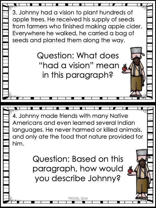 Johnny Appleseed Task Cards Literacy Center Non-Fiction Reading - The ...
