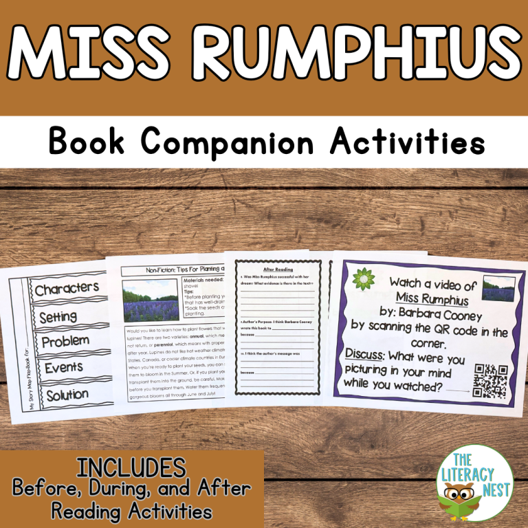 Book Companion Activities for Miss Rumphius by Barbara Cooney - The ...