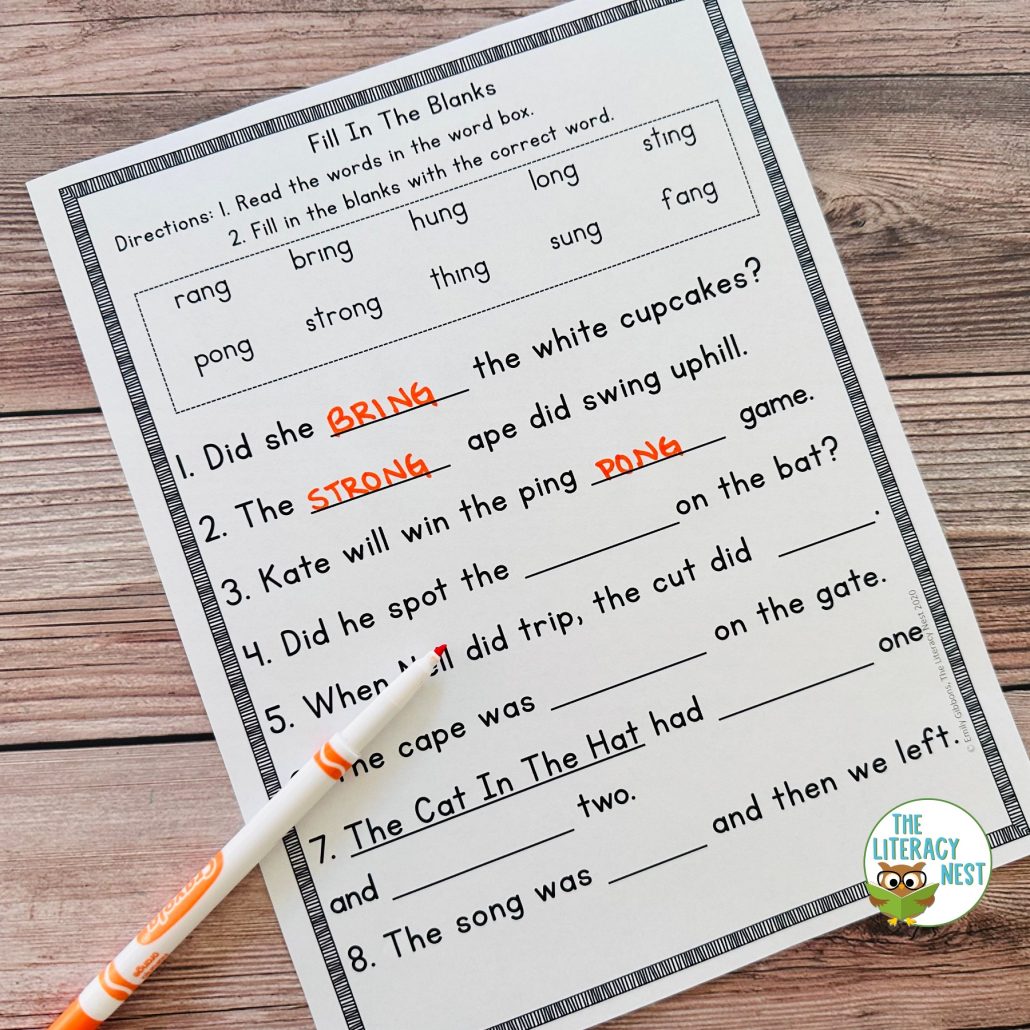 NG Glued Sounds Phonics Activities for Orton-Gillingham Lessons - The ...