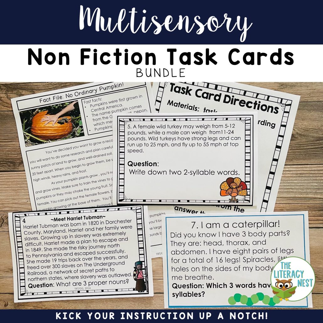 Task Cards: Non-Fiction Reading Informational Bundle | Multisensory ...