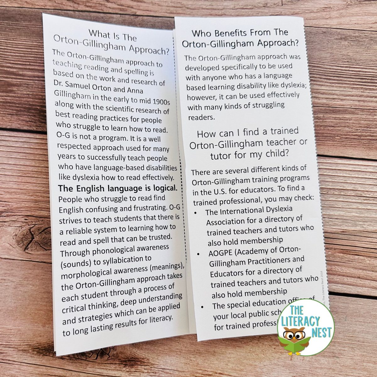 What Is The Orton-Gillingham Approach? FREE Pamphlet - The Literacy Nest