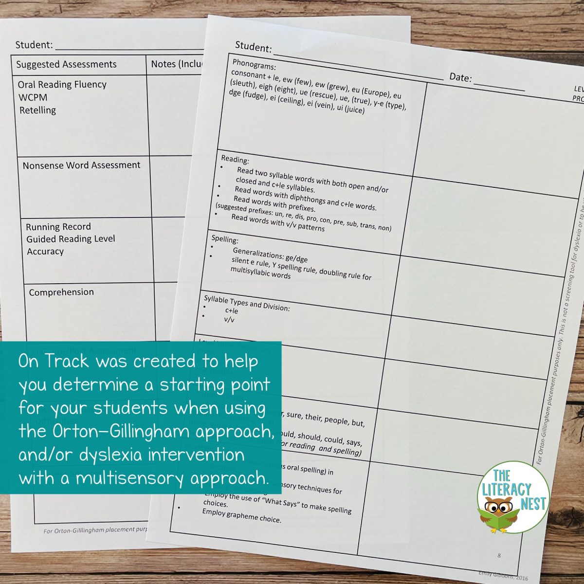 Orton-Gillingham Assessment Pre and Post Tests Leveled Placement LEVEL ...