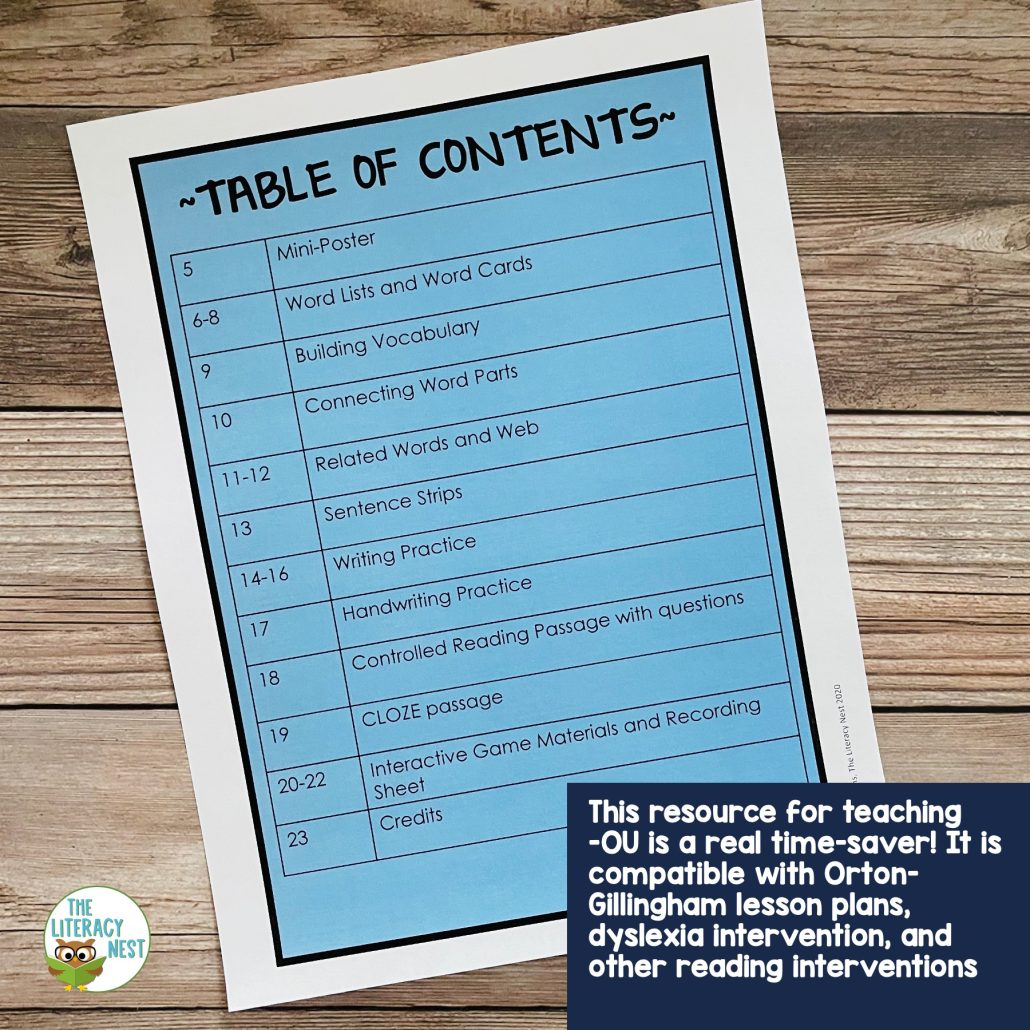 Advanced Orton-Gillingham Activities for OU (Short u) - The Literacy Nest