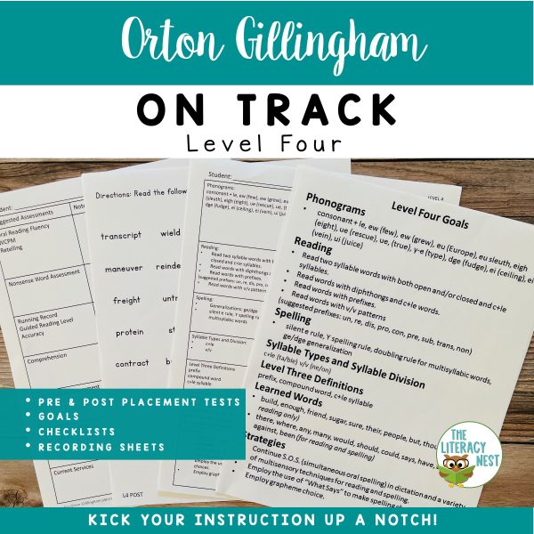 Orton-Gillingham Assessment Pre and Post Tests Leveled Placement LEVEL ...