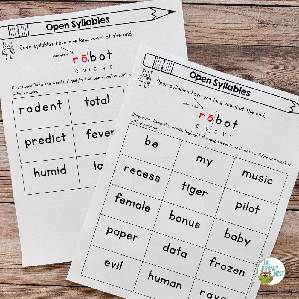 Open Syllables Orton-Gillingham Activities - The Literacy Nest