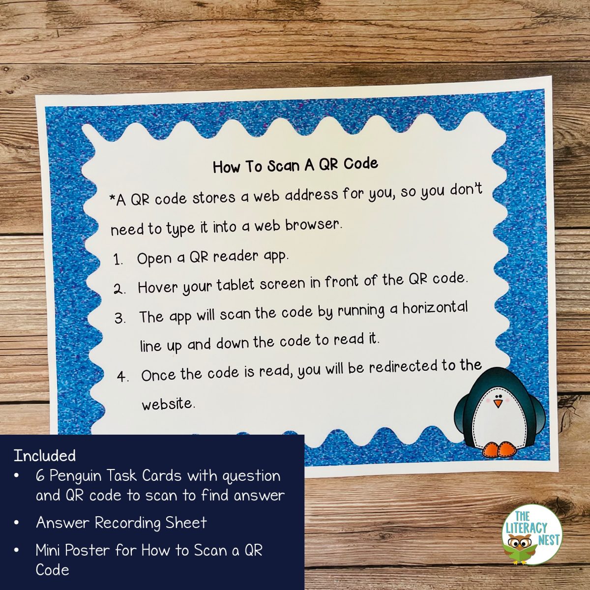 Penguins QR Codes Nonfiction Task Cards for January Literacy Centers ...