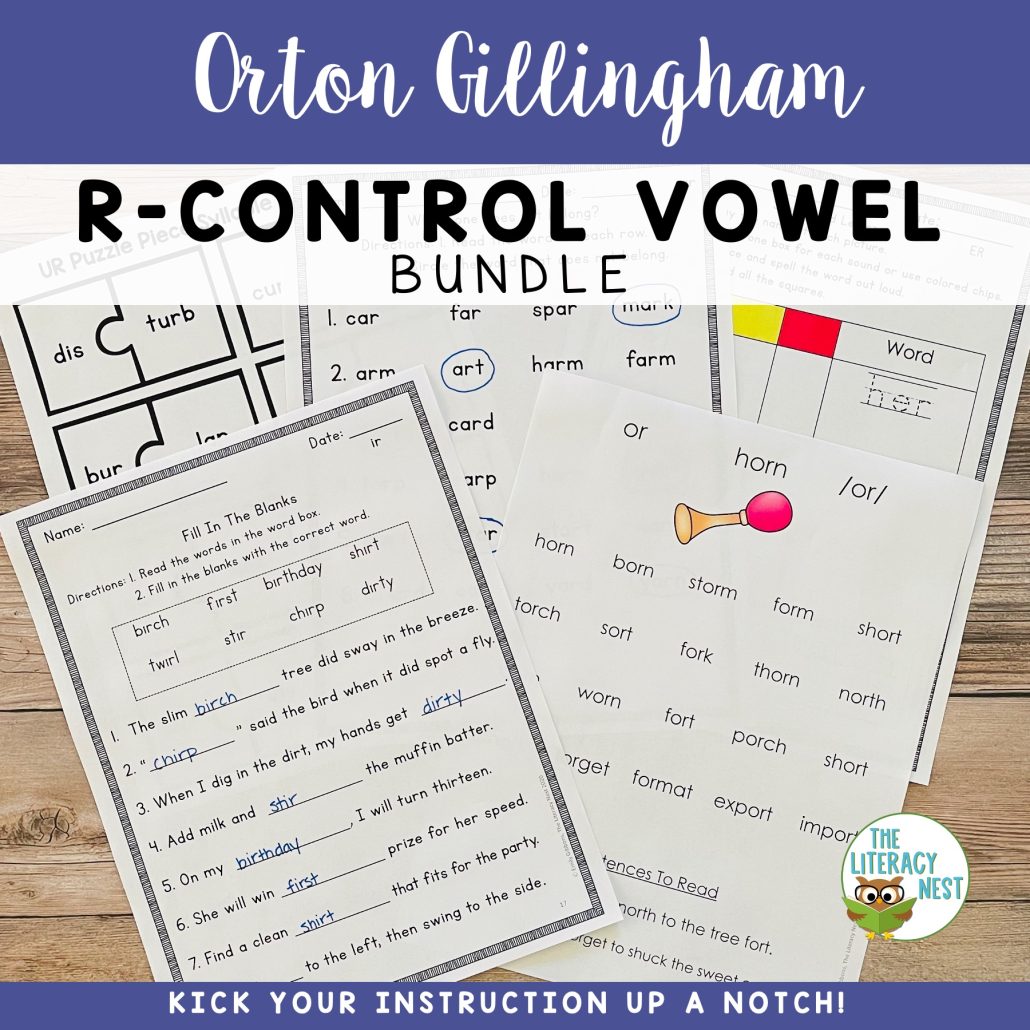 Orton-Gillingham R-Controlled Vowels Games, Worksheets and Activities ...