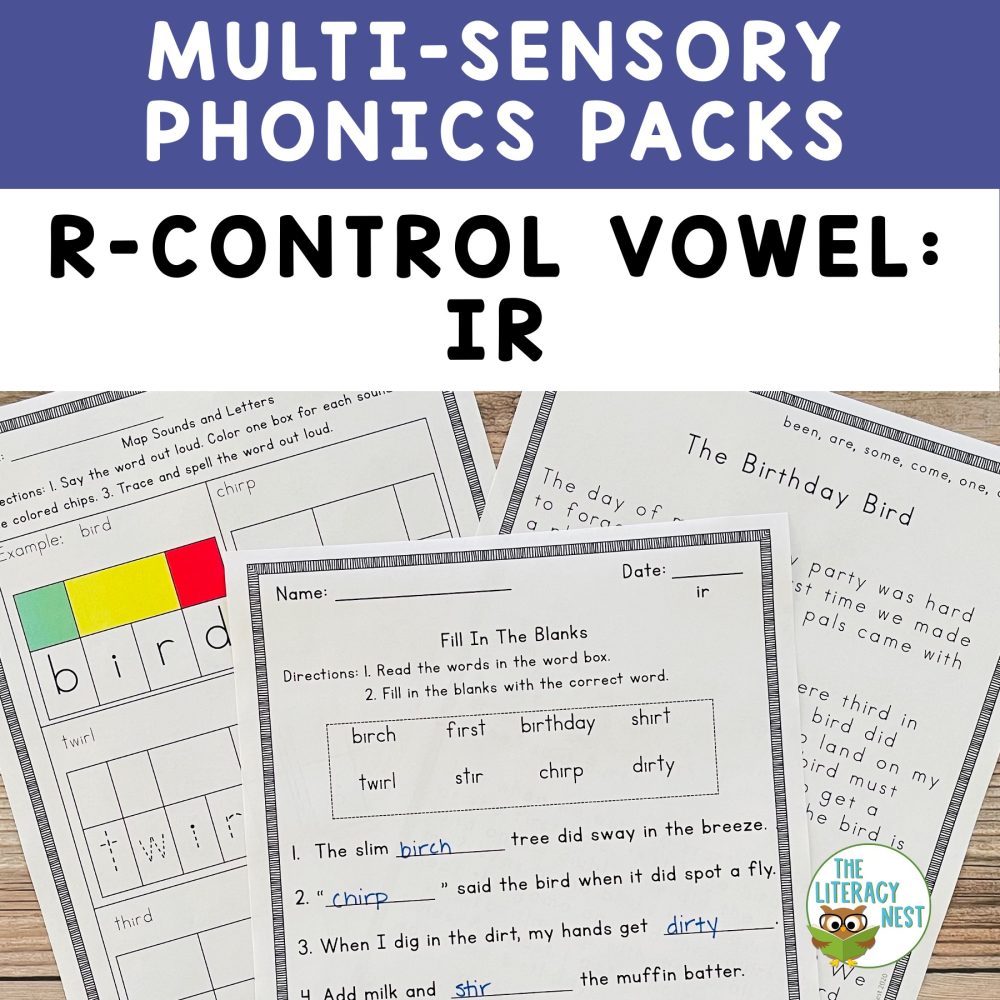 R-Controlled Vowel IR Phonics Activities for Orton-Gillingham Lessons ...