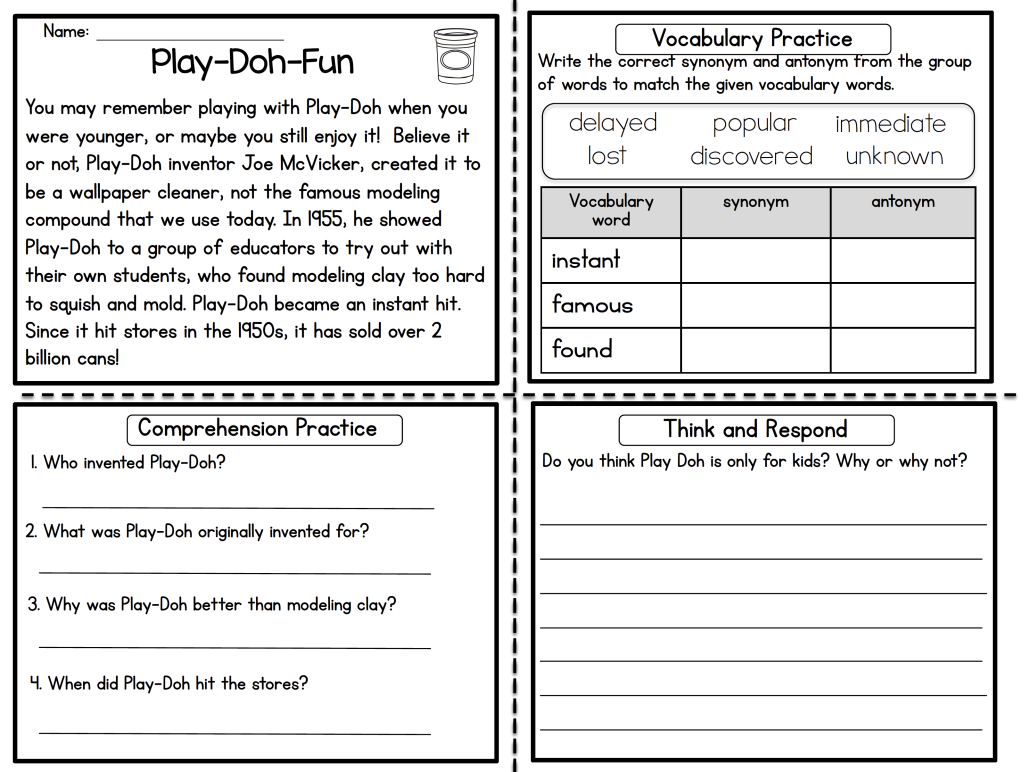 Reading Comprehension: FREEBIE | Upper Elementary Passages Practice ...