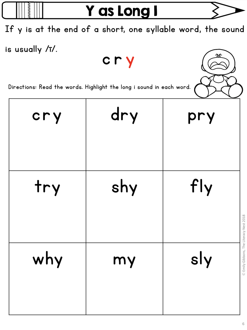 Y Vowel Sounds Multisensory Reading and Spelling Activities Orton ...