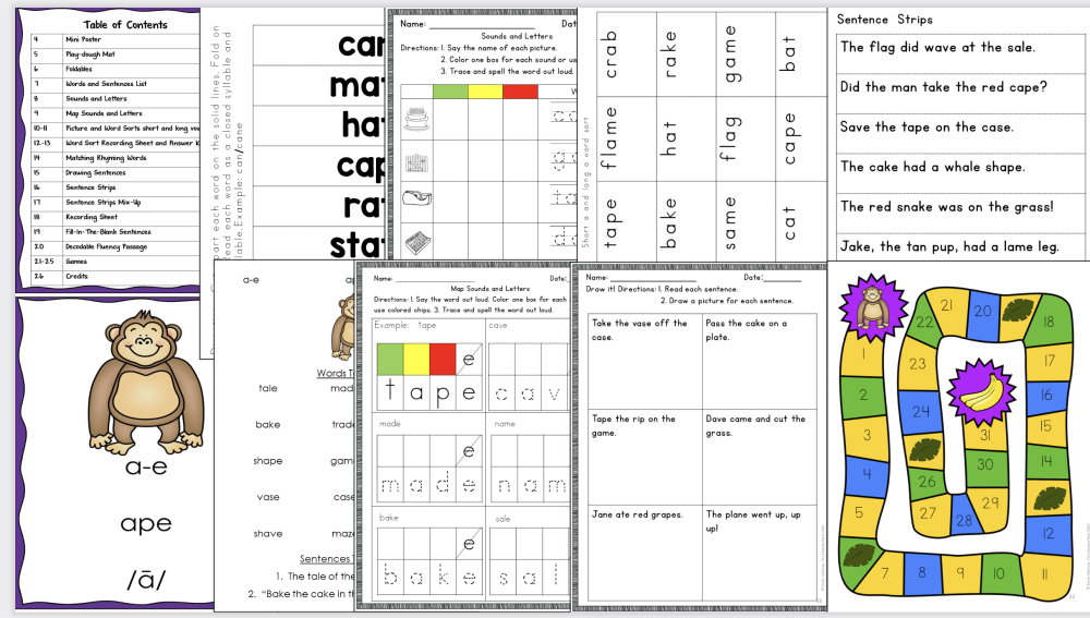 VCE Worksheets, Games and Activities for Orton-Gillingham Lessons ...