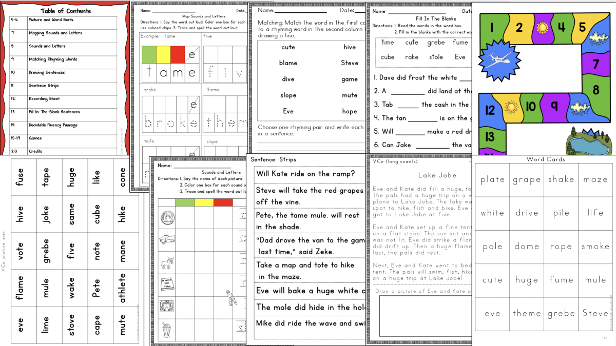 VCE Worksheets, Games and Activities for Orton-Gillingham Lessons ...
