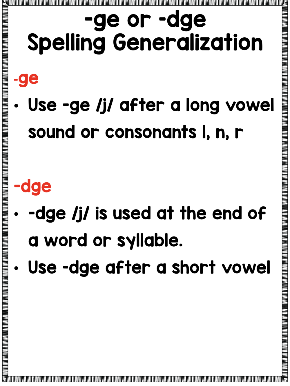 Spelling Rules GE/DGE for Orton-Gillingham Lesson Plans - The Literacy Nest