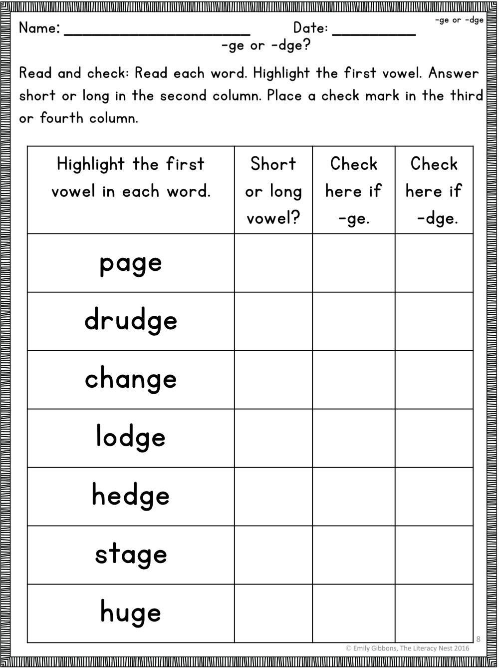 Spelling Rules GE/DGE for Orton-Gillingham Lesson Plans - The Literacy Nest