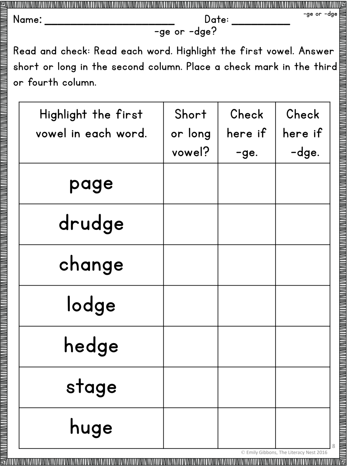 Spelling Rules GE/DGE for Orton-Gillingham Lesson Plans - The Literacy Nest