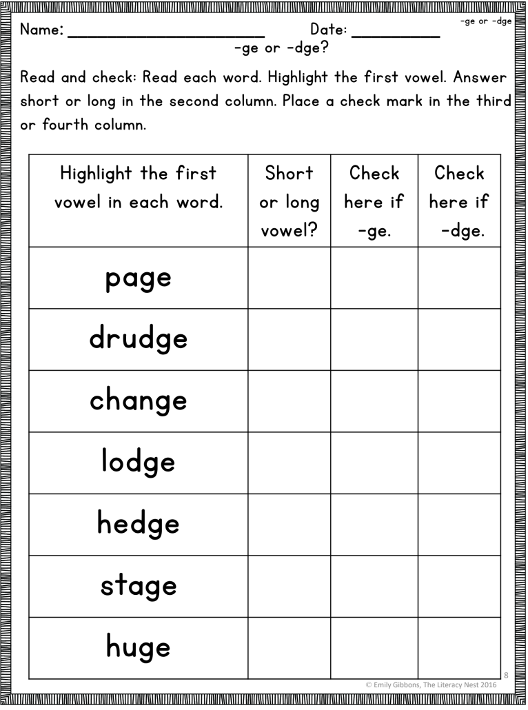 Spelling Rules GE/DGE for Orton-Gillingham Lesson Plans - The Literacy Nest