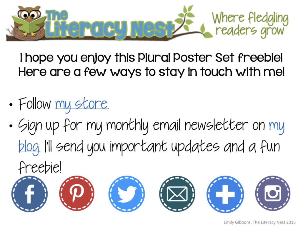 Plurals Posters Freebie Literacy Printable - The Literacy Nest