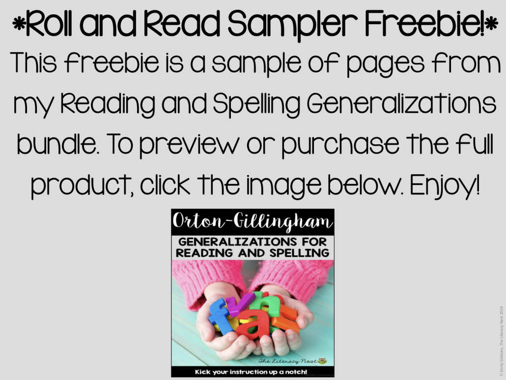 Roll and Read Games Freebie Sampler - The Literacy Nest