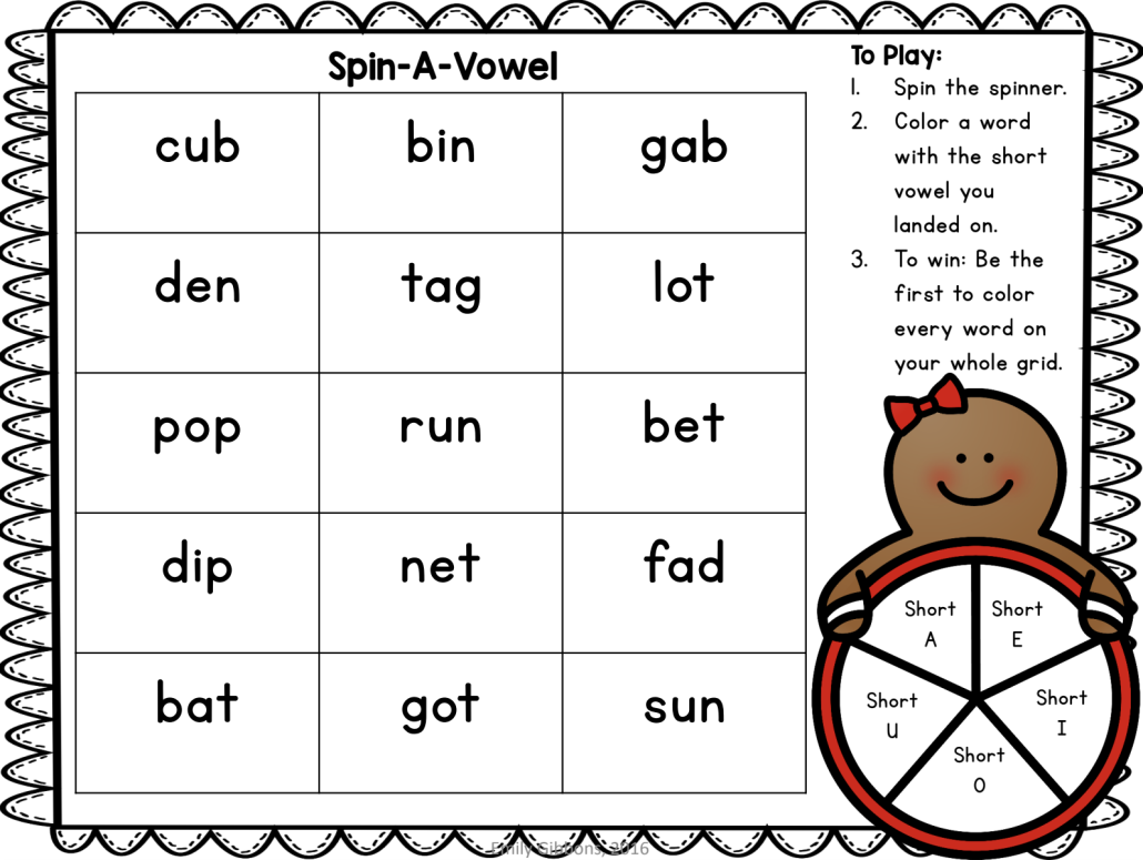 Literacy Games Phonics Spinner FREEBIE Holiday Activity - The Literacy Nest