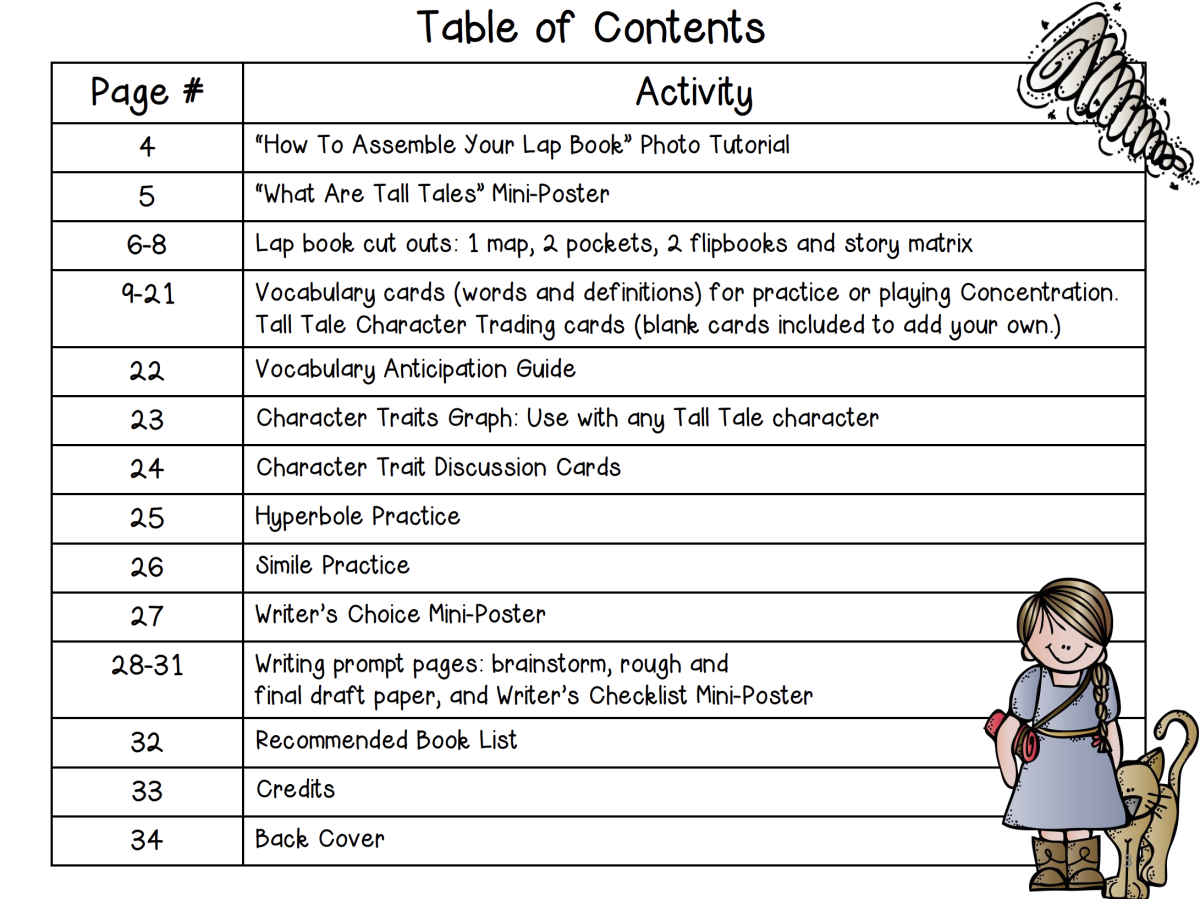 Tall Tales Literacy Activities, Graphic Organizers and Lapbook - The ...