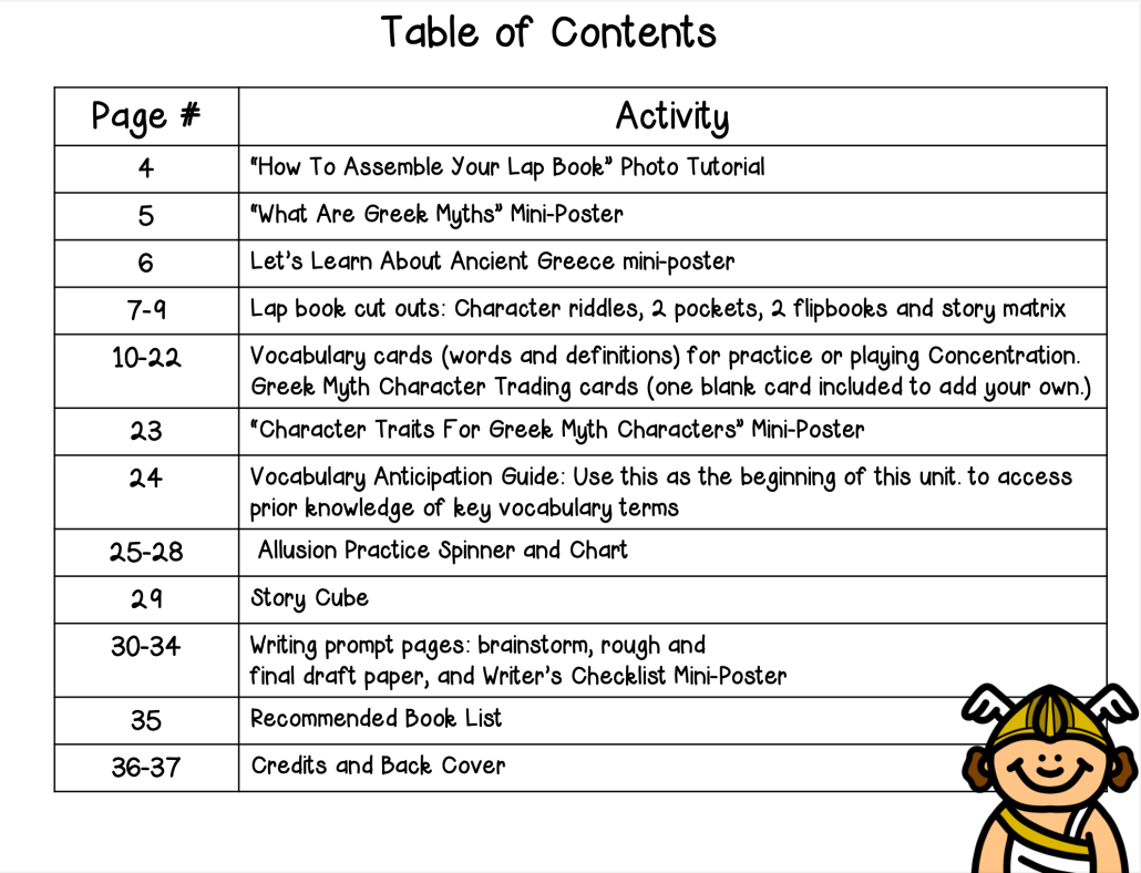 Greek Mythology Literacy Activities, Graphic Organizers and Lapbook ...