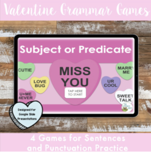 Valentine's Day Grammar Activities Digital Games - The Literacy Nest