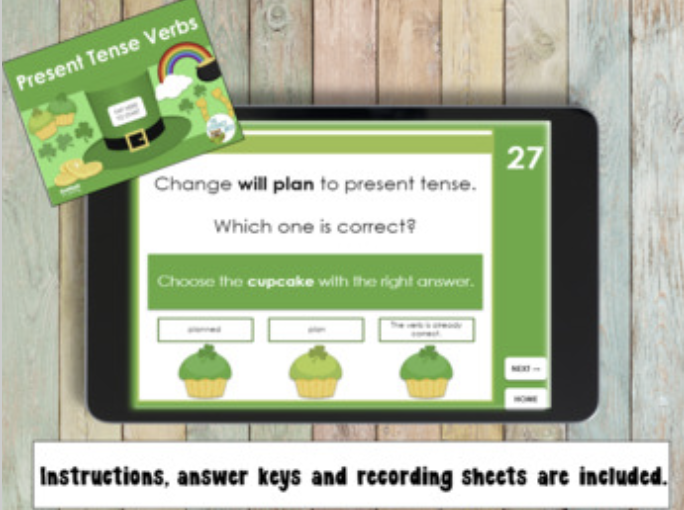 Verb Tenses Grammar Activities - St. Patrick's Day - The Literacy Nest