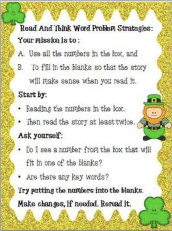 St. Patrick's Day March Math Problems for Math Centers - The Literacy Nest