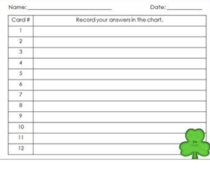 St. Patrick's Day Literacy Centers March Clip Cards Activities Freebie ...